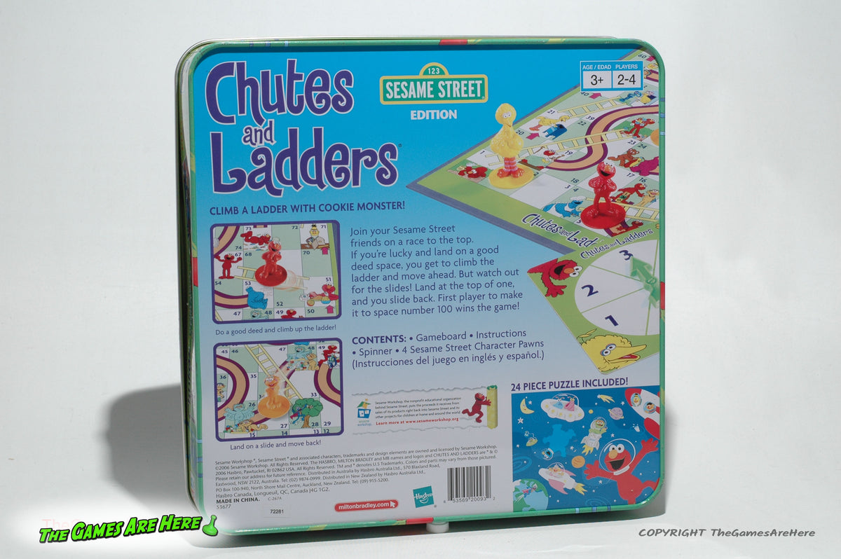 Chutes and Ladders Sesame Street Edition in Tin - Milton Bradley 2005 ...