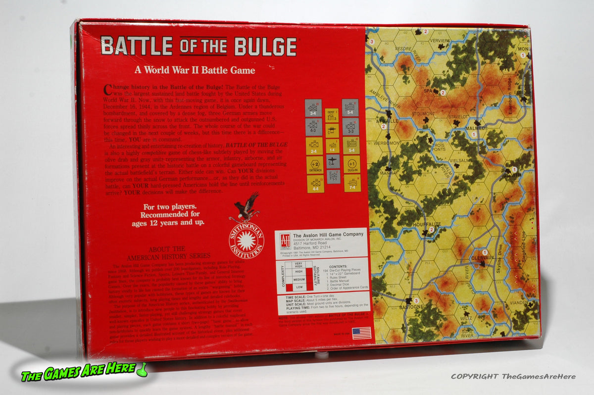 Battle of the Bulge War Game Smithsonian Edition - Avalon Hill 1991 Un ...