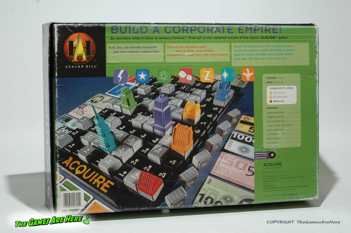 Acquire Board Game - Avalon Hill 1999 w Box Wear – The Games Are Here