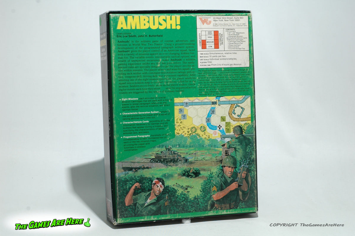 Ambush! Solitaire Squad Level WWII Combat Game - Victory Games Inc. 19 ...