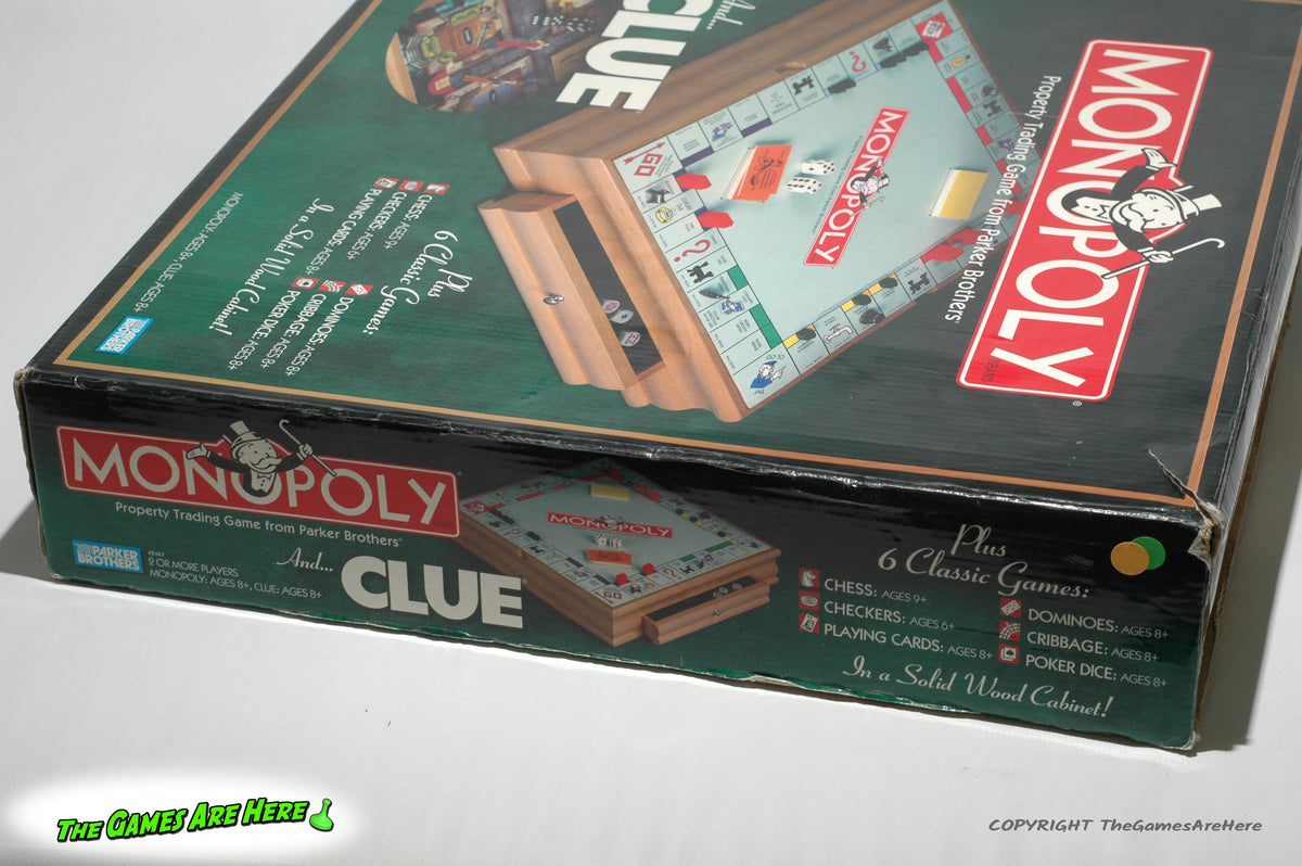 Monopoly & Clue plus 6 Classic Games in Wooden Cabinet - Parker Brothe ...